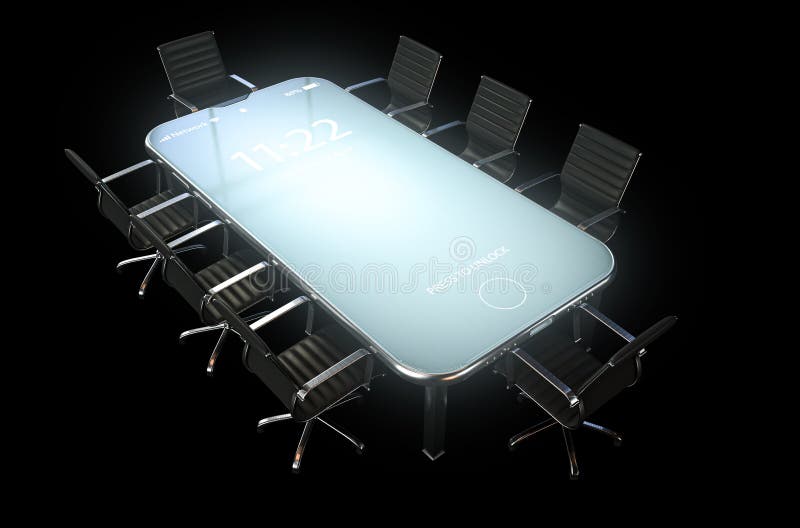Smartphone Boardroom Table and Chairs Stock Illustration - Illustration ...
