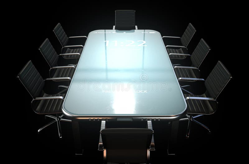 Smartphone Boardroom Table and Chairs Stock Illustration - Illustration ...