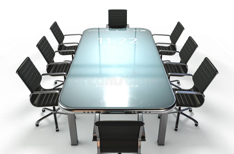 Smartphone Boardroom Table and Chairs Stock Illustration - Illustration ...