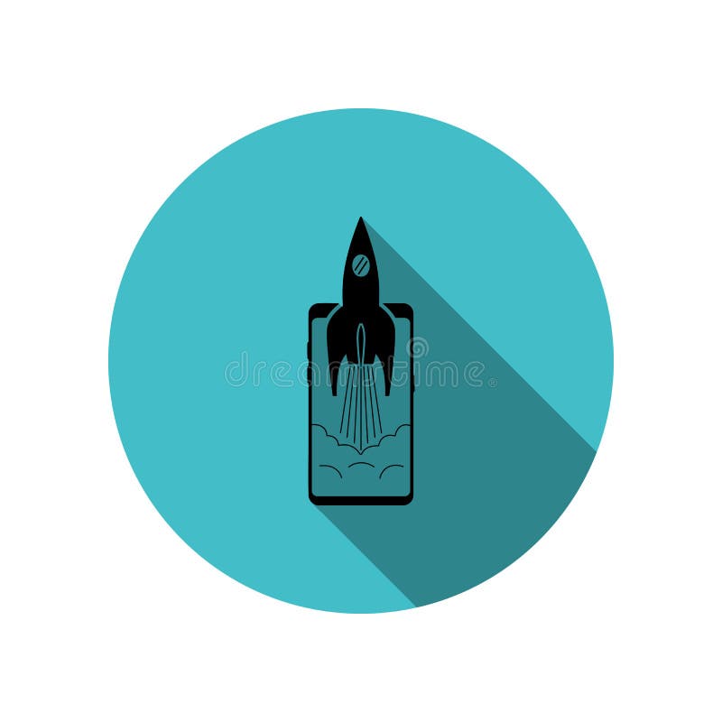 Smartphone, Booster, Rocket Long Shadow Icon. Simple Glyph, Flat Vector ...
