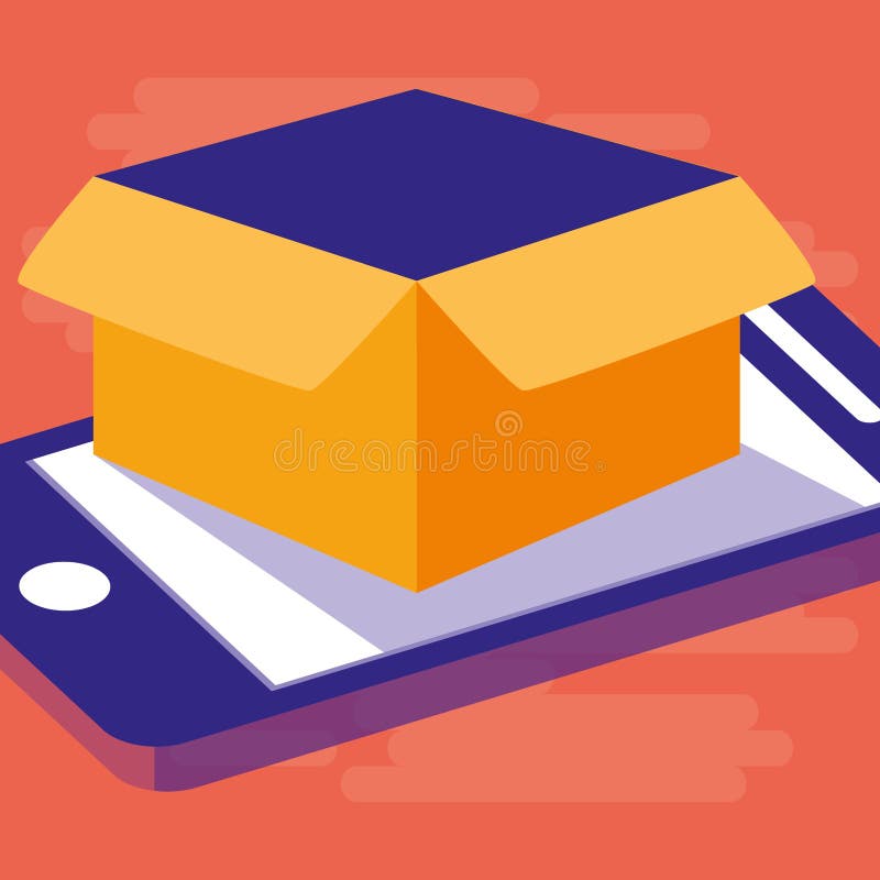 Smartphone with box carton stock vector. Illustration of device - 140678066