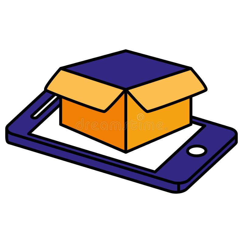 Smartphone with box carton stock vector. Illustration of pack - 140679635