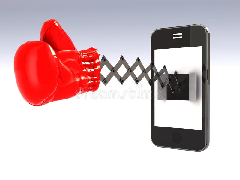 Smartphone with Boxing Glove Stock Illustration - Illustration of ...