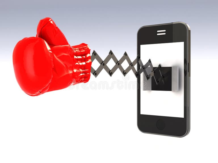 Smartphone with Boxing Glove Stock Illustration - Illustration of ...
