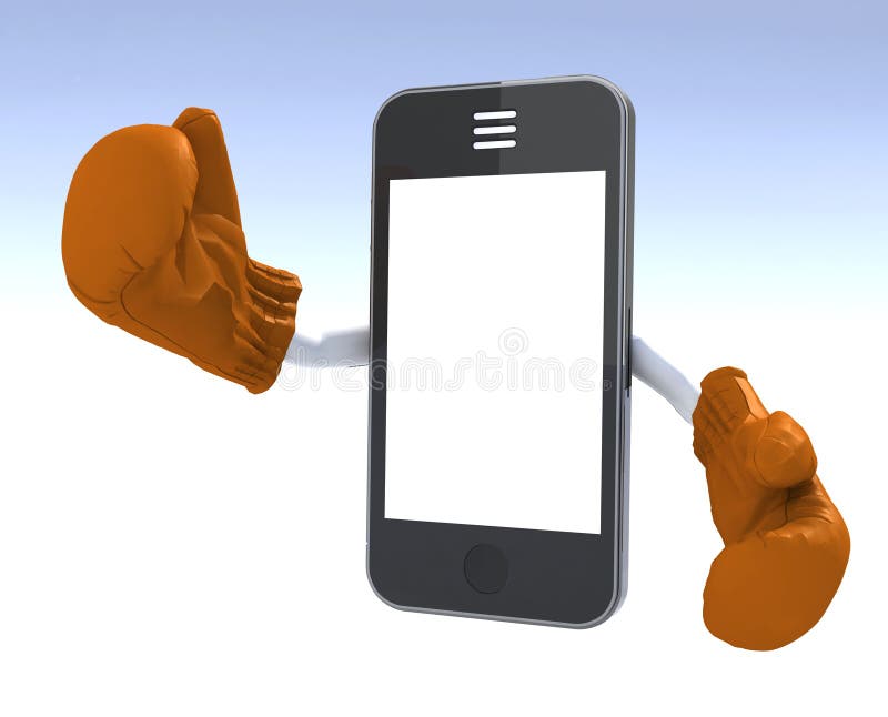 Smartphone with Boxing Glove Stock Illustration - Illustration of ...