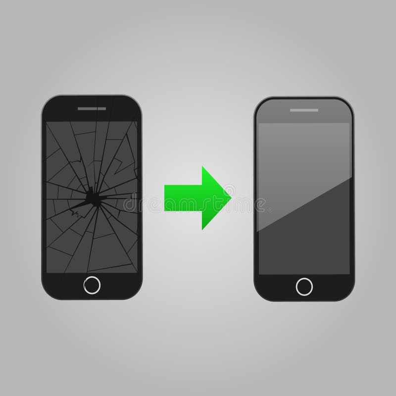 Smartphone with Broken Glass, Damaged Display. Vector Stock ...