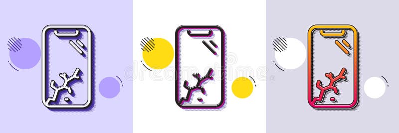 Smartphone Broken Line Icon. Phone Crash Sign. Mobile Device. Halftone ...