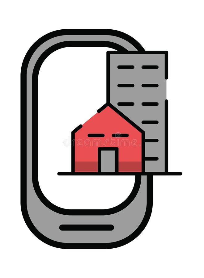 Smartphone with Buildings Isolated Icons Stock Vector - Illustration of ...