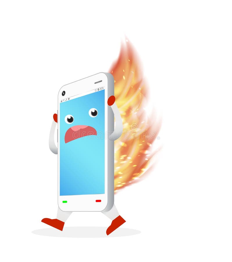 Smartphone with Fire Flame Vector Icon Stock Vector - Illustration of ...