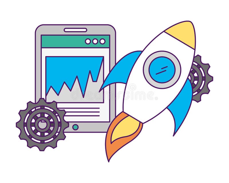 Smartphone Business Rocket Launch Diagram Stock Illustration ...