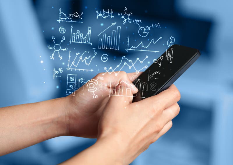 Smartphone with Business Scheme Stock Image - Image of holding, concept ...