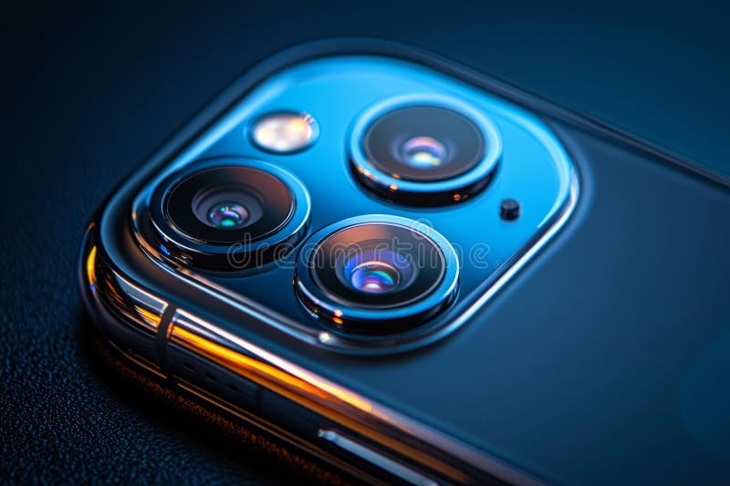 Smartphone Camera Lens with Light Reflection Stock Image - Image of ...