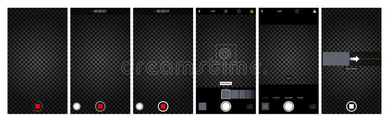 Smartphone Camera Screen Icons Stock Vector - Illustration of shot ...