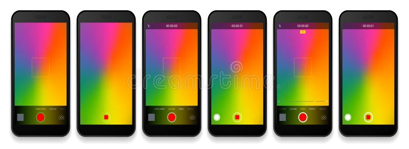 Smartphone Camera Screen Icons Stock Vector - Illustration of screen ...