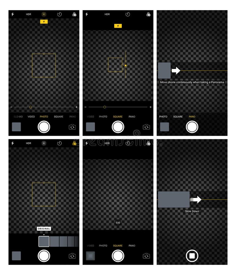 Smartphone Camera Screen Icons Stock Vector - Illustration of business ...