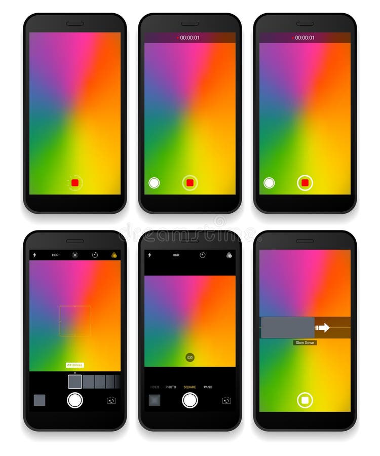 Smartphone Camera Screen Icons Stock Vector - Illustration of black ...