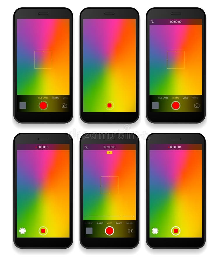 Smartphone Camera Screen Icons Stock Vector - Illustration of settings ...