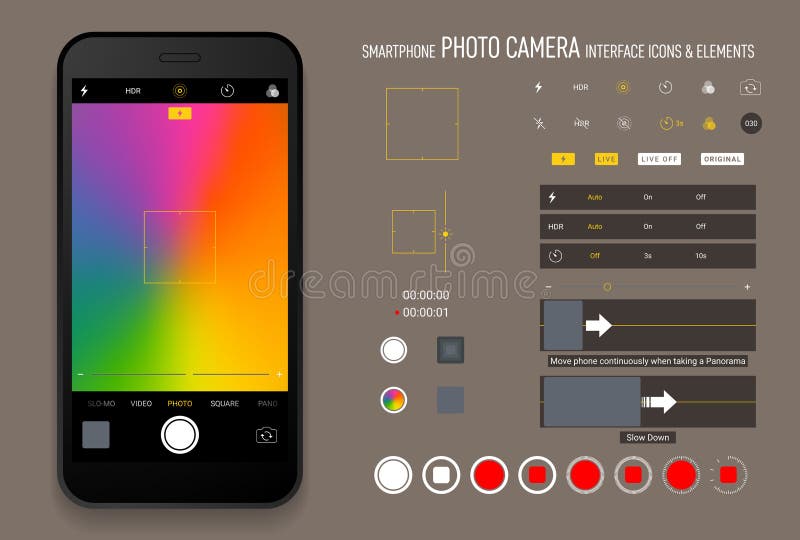 Smartphone Camera Screen Icons Stock Vector - Illustration of smart ...