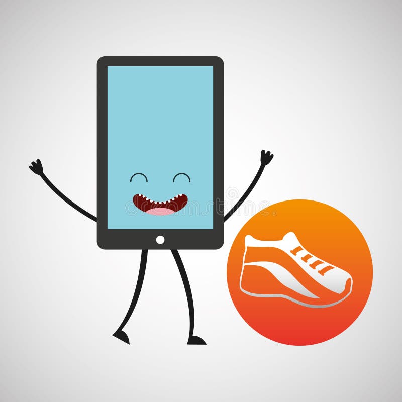 Smartphone Cartoon with Running App Sport Stock Vector - Illustration ...