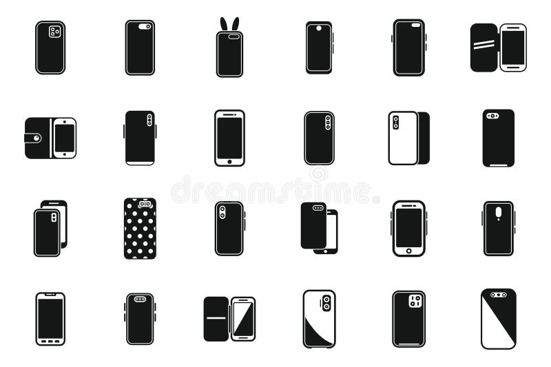 Smartphone Case Icons Set Simple Vector. Cover Case Stock Vector ...