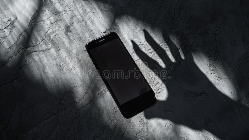 Smartphone Casting Menacing Shadow on Concrete Stock Photo - Image of ...