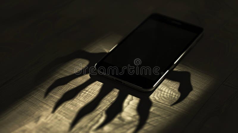 Smartphone Casting Menacing Shadow on Concrete Stock Illustration ...