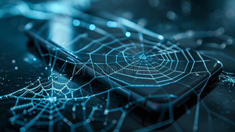 Digital Spider Web Emanating from Smartphone Stock Image - Image of ...