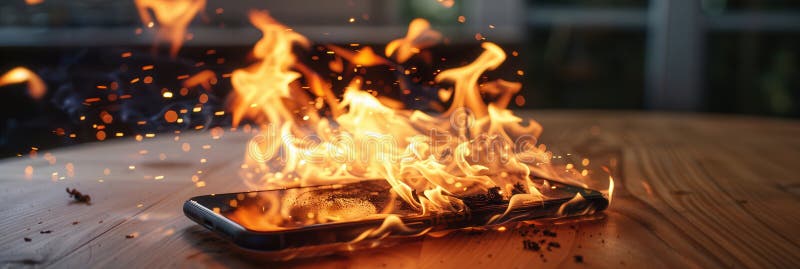 A Smartphone Catches Fire during Charging, Highlighting the Dangerous ...