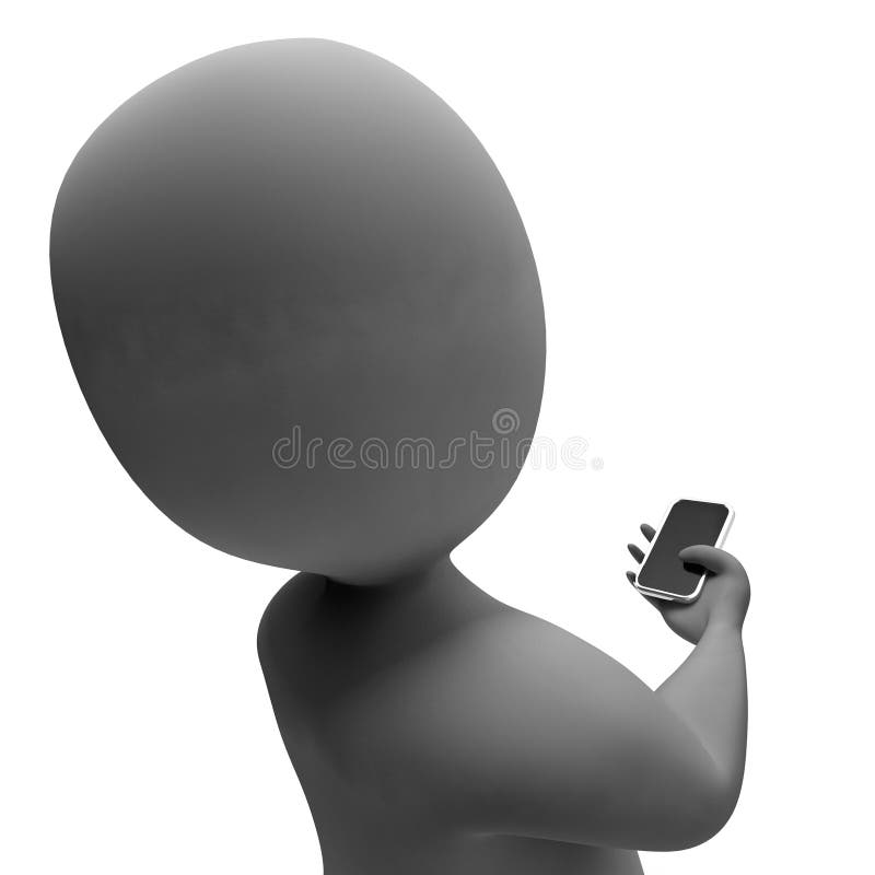 Smartphone Character Means Call Us and Calling 3d Rendering Stock ...