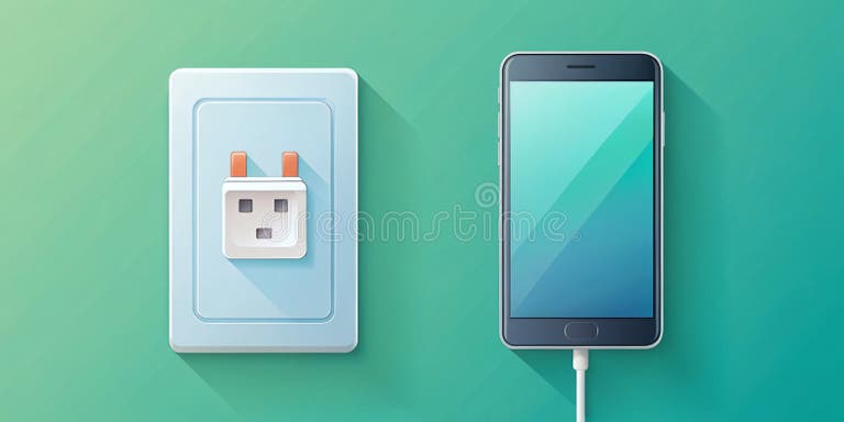 Smartphone Charging Illustration Featuring a Flat Design Electric ...