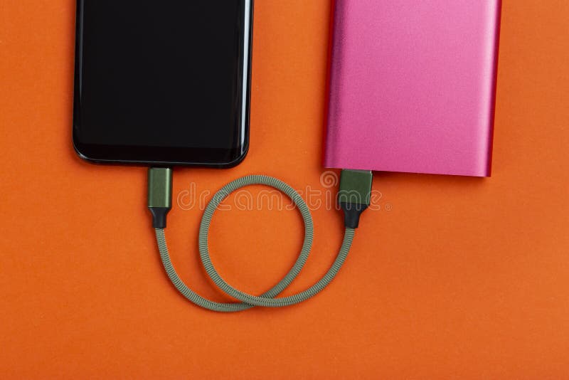 Smartphone Charging with Power Bank. Portable Power Bank for Charging ...