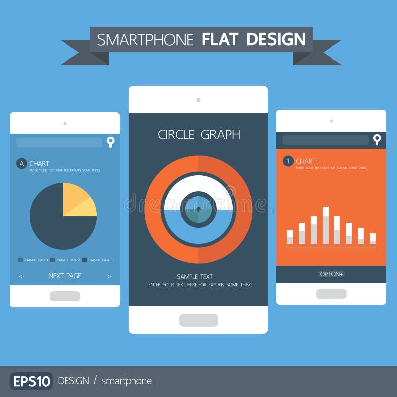 Smartphone with Chart and Graph Flat Design Stock Illustration ...