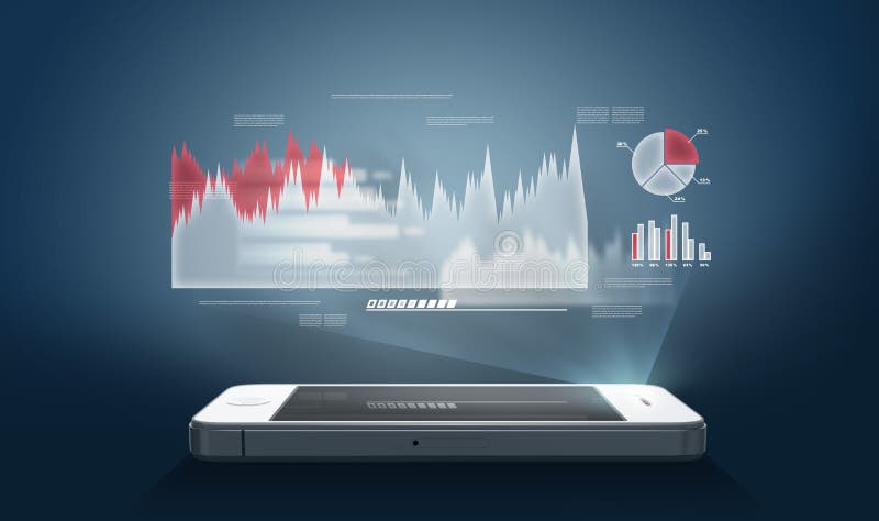 Smartphone with Charts and Graphs Stock Photo - Image of computer ...