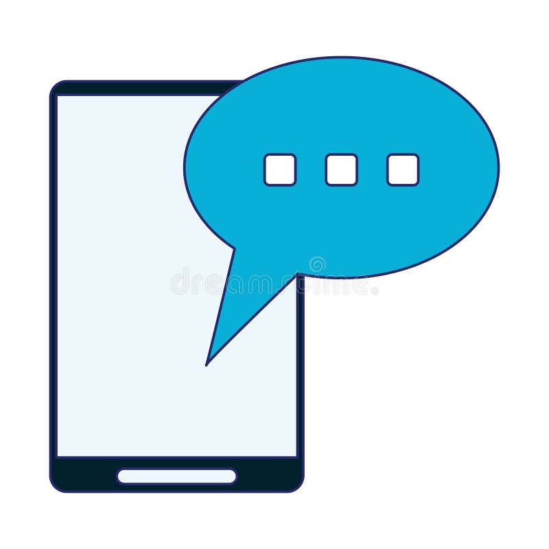 Smartphone Chat Bubble Symbol Blue Lines Stock Vector - Illustration of ...