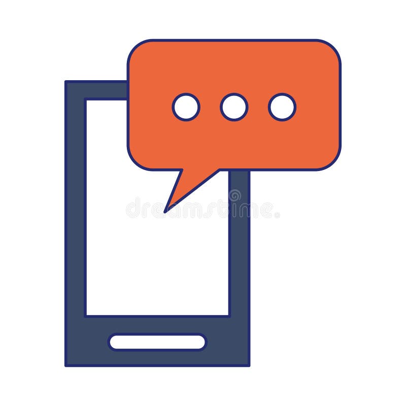 Smartphone with Chat Bubble Symbol Blue Lines Stock Vector ...