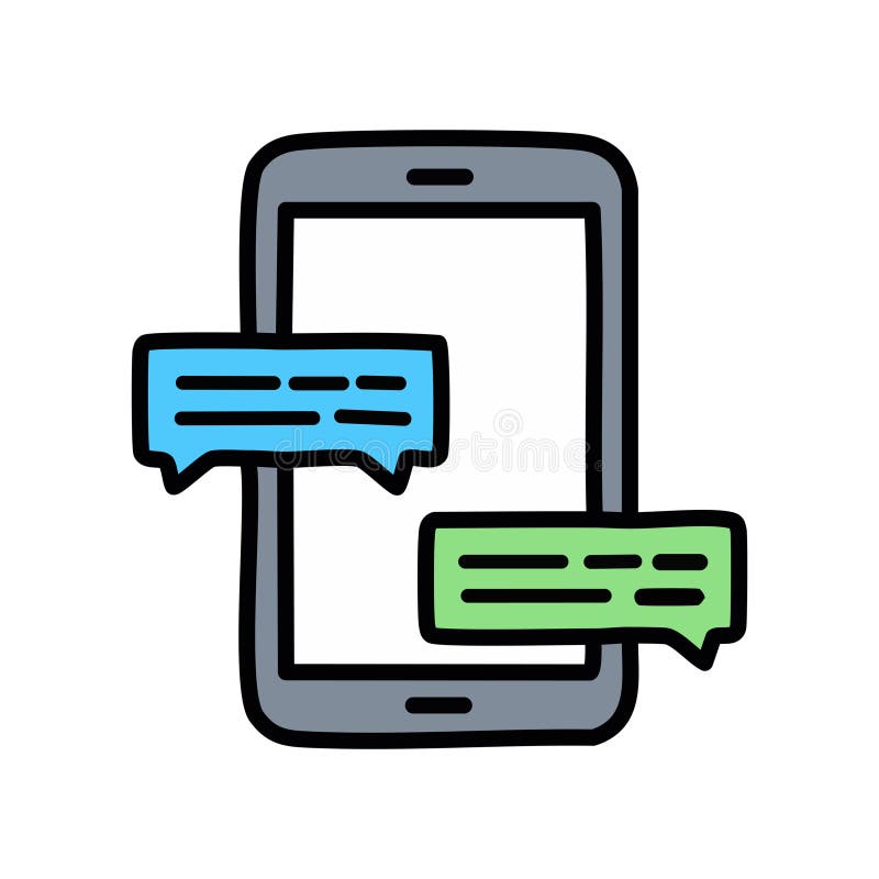 Smartphone and Chat Bubble Vector Illustration, Filled Flat Design Icon ...