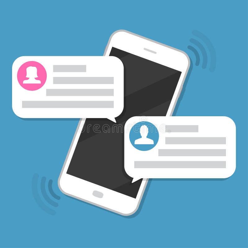 Smartphone with Chat Messages Notification in a Flat Design Stock ...