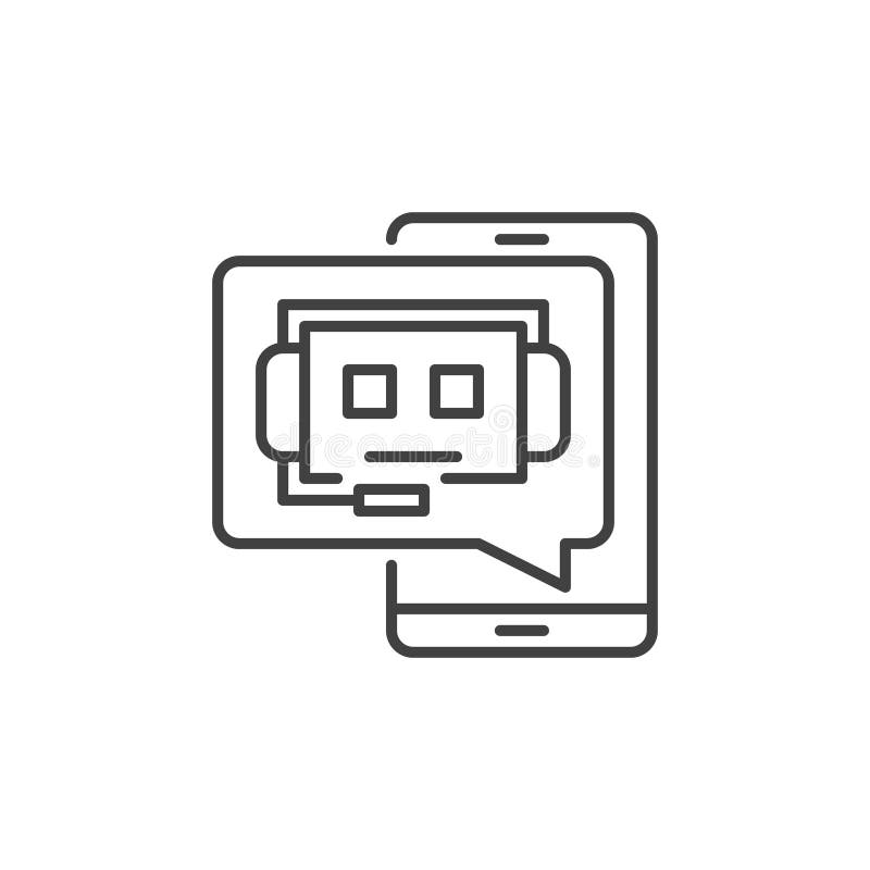 Smartphone with Chatbot Speech Bubble Vector Concept Outline Icon Stock ...