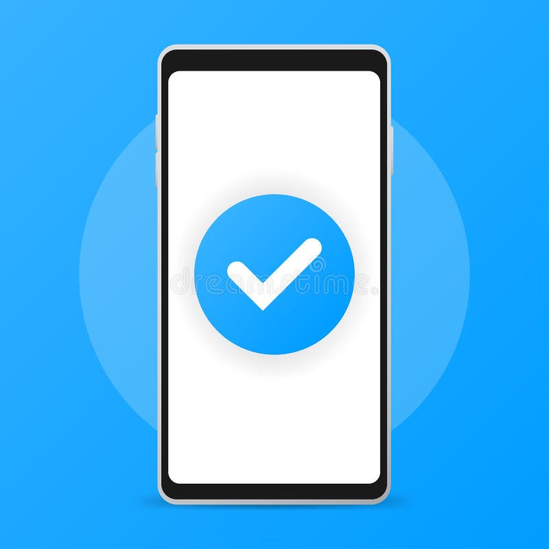 Smartphone and Checkmark, Flat Cartoon Mobile Phone Approved Tick ...