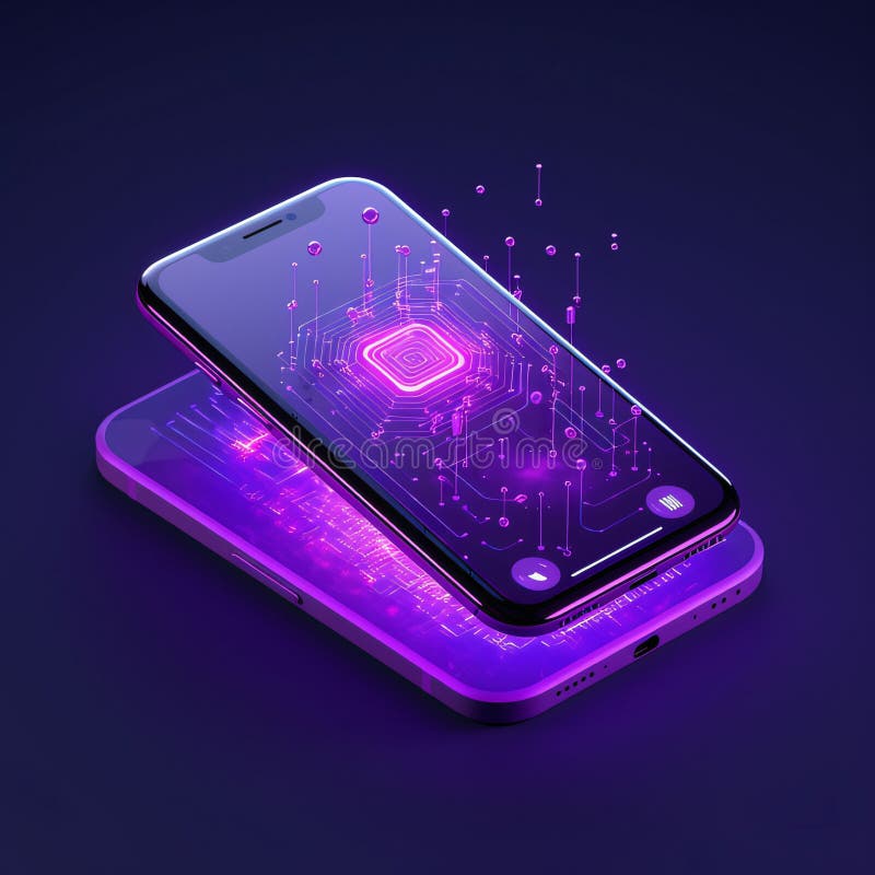 Smartphone with Circuit on the Screen. 3d Isometric Vector Illustration ...