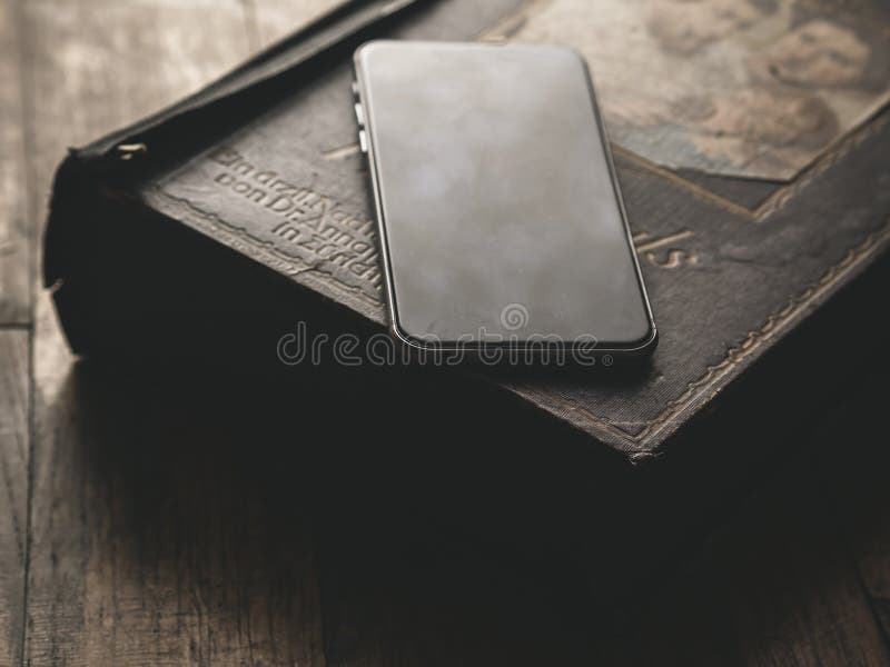 Smartphone.Classic Black Smartphone. Stock Image - Image of phone, desk ...