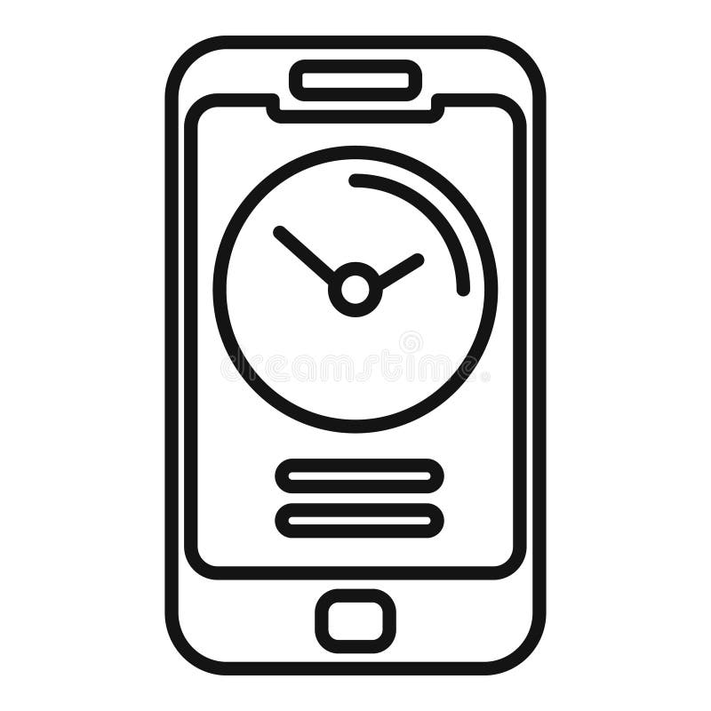 Smartphone Clock Icon Outline Vector. Mobile Using Stock Vector ...