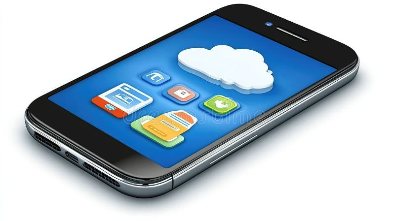 Smartphone Cloud Computing Apps Mobile Internet White Background Stock ...