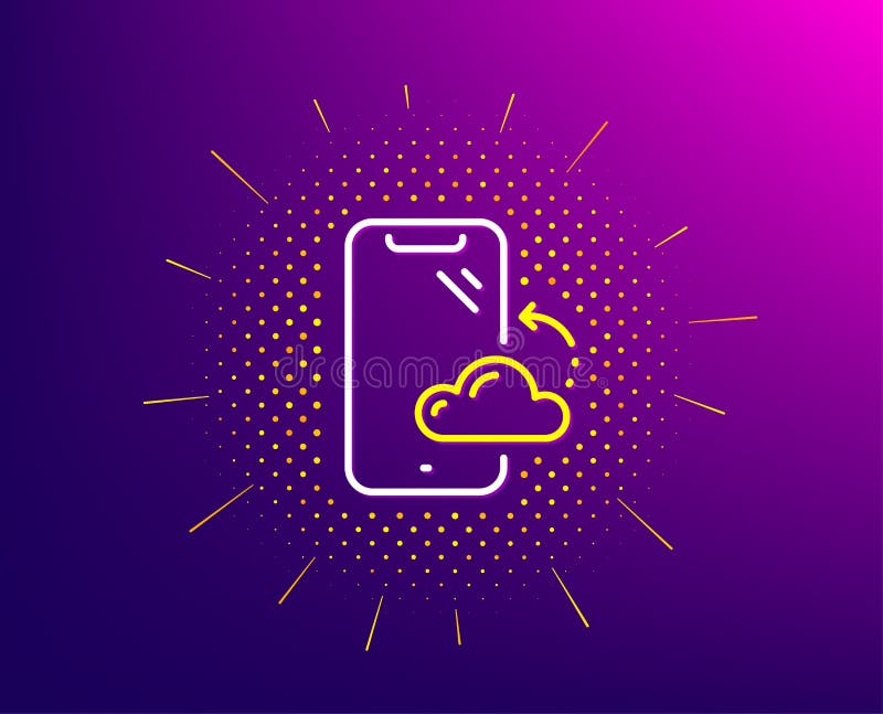 Smartphone Cloud Line Icon. Phone Backup Sign. Mobile Device. Vector ...