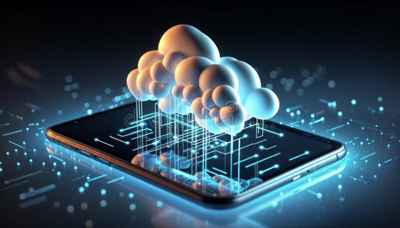Smartphone with Cloud on the Screen. Illustration Stock Illustration ...