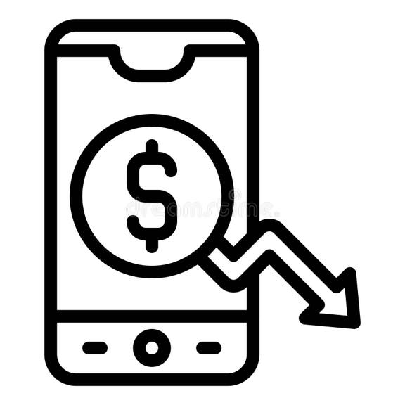 Smartphone with Coin and Decrease Arrow on Screen Icon, Bankruptcy Related Vector Stock Vector ...