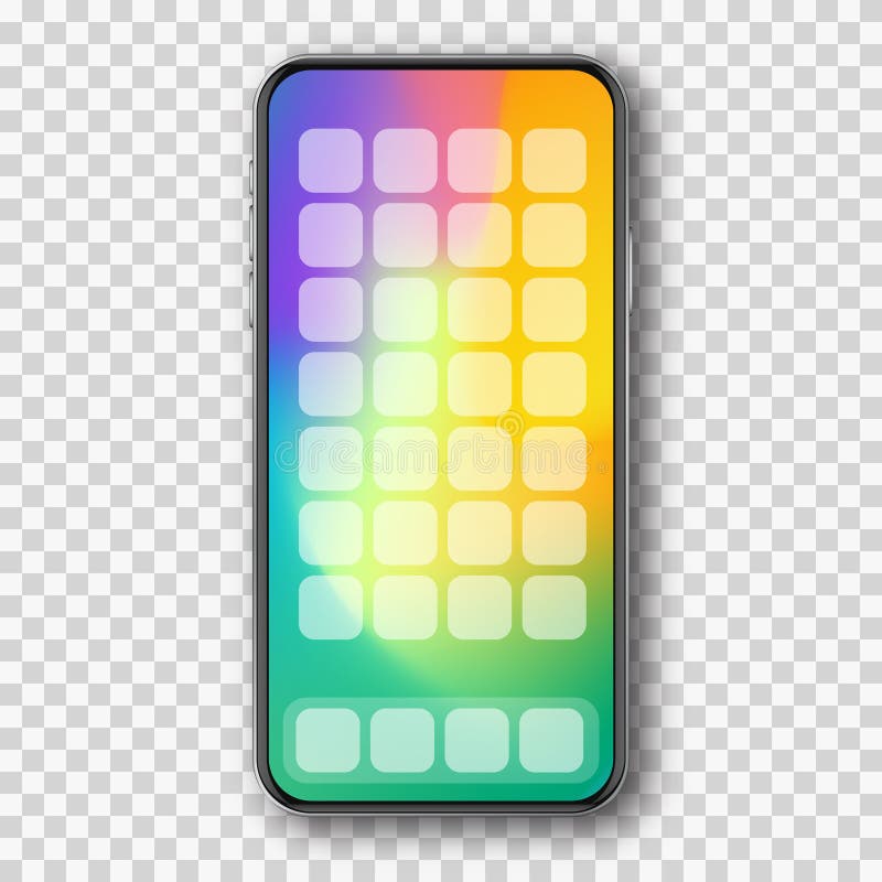 Smartphone with Color Screen and Apps Mockup Template. Modern Mobile ...