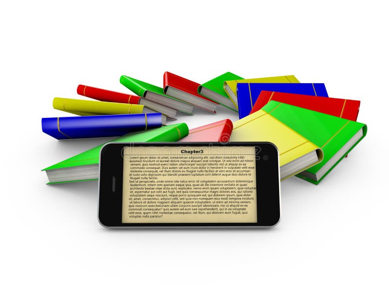 Smartphone and Colored Books Stock Illustration - Illustration of ...