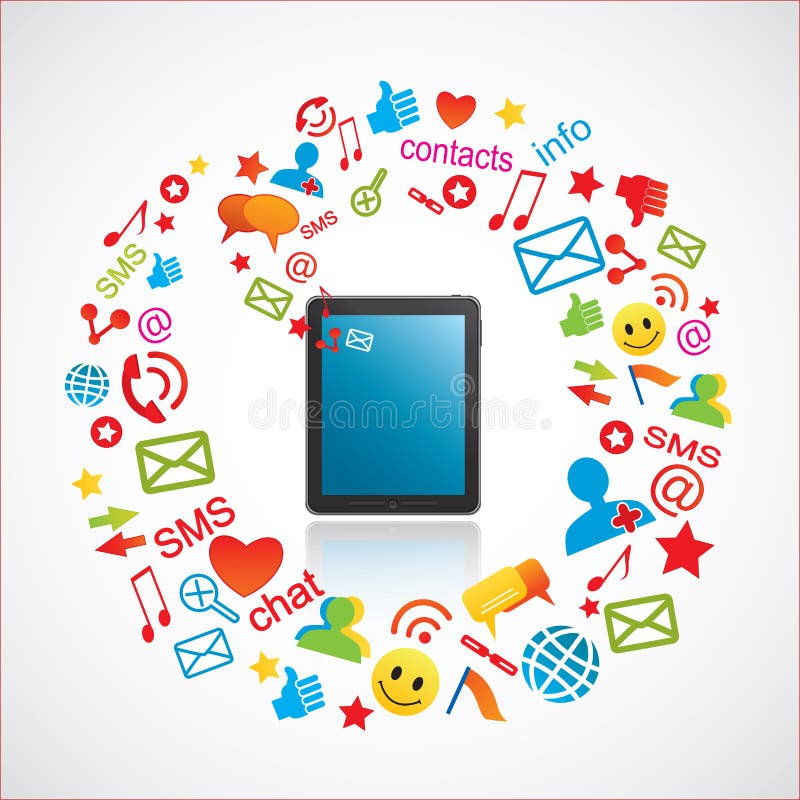 Smartphone with Communication Icons Stock Vector - Illustration of blue ...