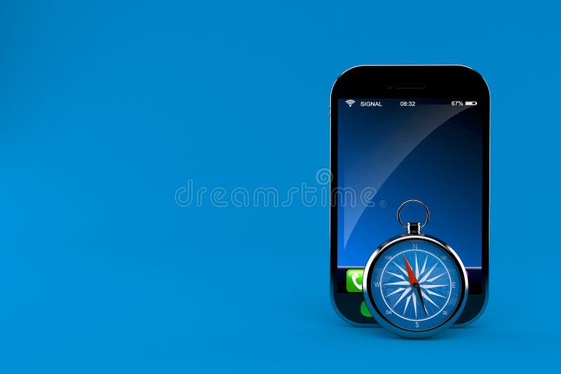 Smartphone with compass stock illustration. Illustration of telephone ...